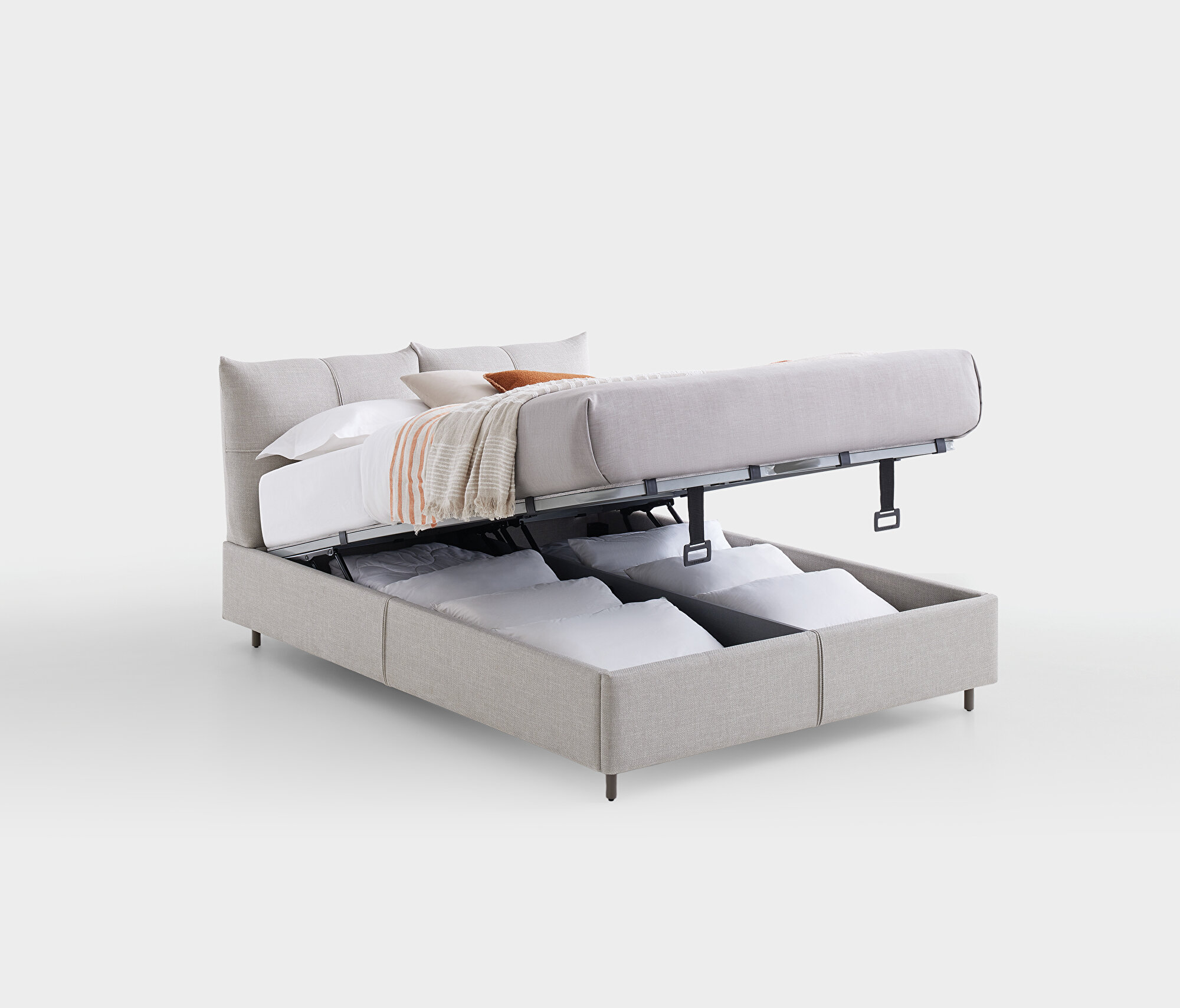 Varena Base with Headboard, (180x200 cm), 55901 Light Gray, Textured ...