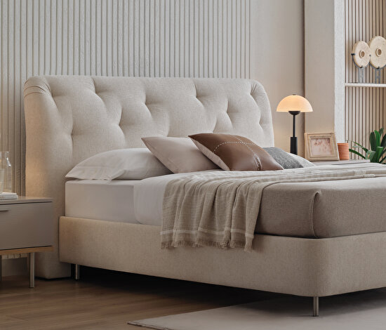 Cante Base with Headboard, (200x200 cm), 57001 Cream - Enza Home